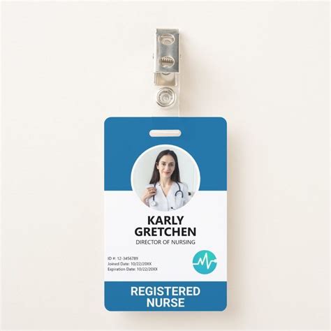 Personalized Modern Hospital Employee Photo Id Card Blue Badge