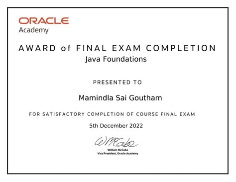 Mamindla Sai Goutham On Linkedin Oracleacacademy Task Java Oracledatabase Softwaredevelopment