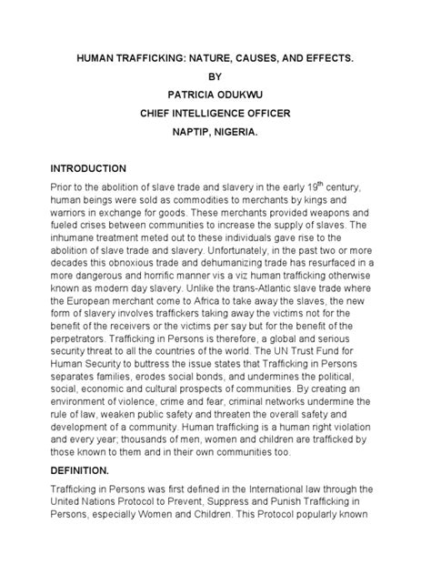 Human Trafficking Nature Causes And Effects Pdf Human Trafficking Sexual Slavery