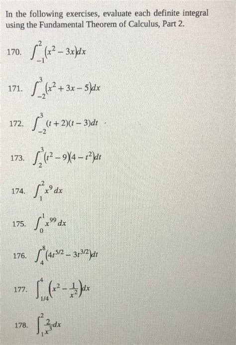 Solved In The Following Exercises Evaluate Each Definite Chegg