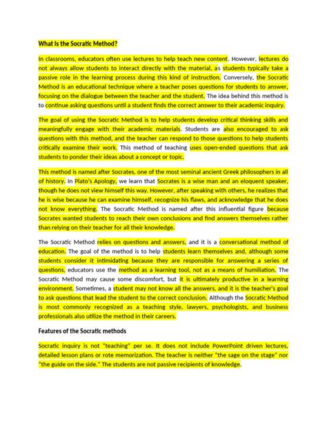 Socratic Method And Discussion Method Pdf Socrates Learning