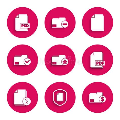 Set Document Folder With Star Protection Concept Finance Document Pdf File Unknown And