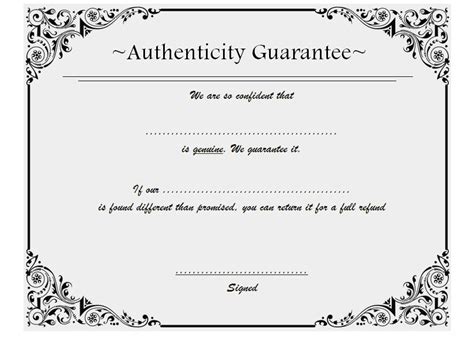 Letter Of Authenticity Template