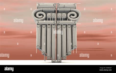 Modern 3d Illustration Of Architectural Structure Based On Archaic And