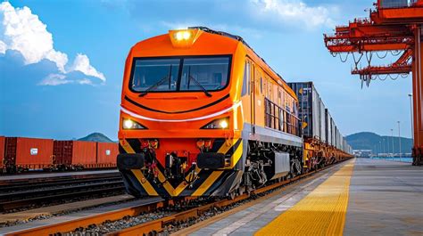 Maglev Freight Train Loading At Automated Port Premium Ai Generated Image