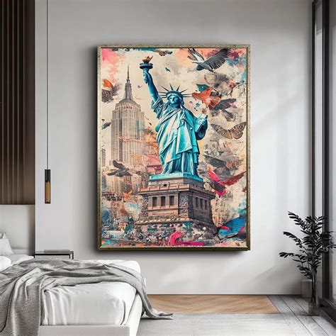 Statue Of Liberty Wall Art Vibrant New York City Canvas Colorful