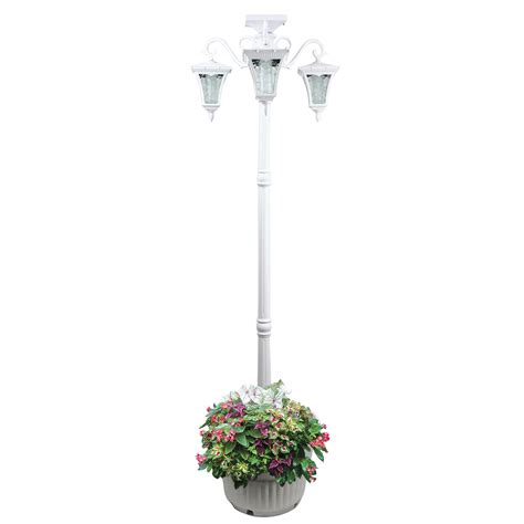 White Solar Lamp Post With Planter 100 Outdoor Lighting Ideas