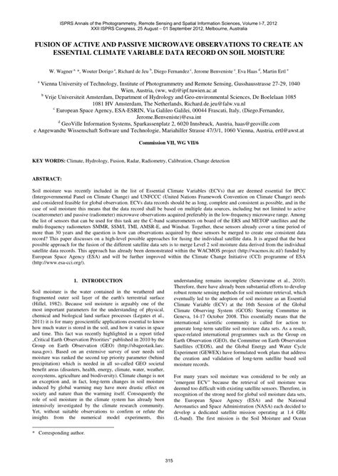 Pdf Fusion Of Active And Passive Microwave Observations To Create An Essential Climate