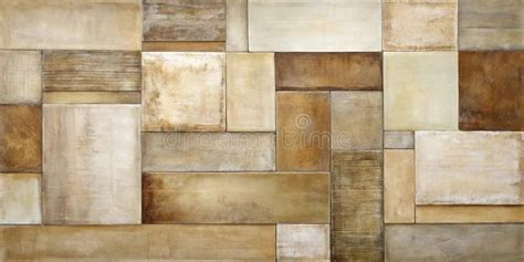 Abstract Beige And Brown Rectangular Tile Pattern Design Generative Ai