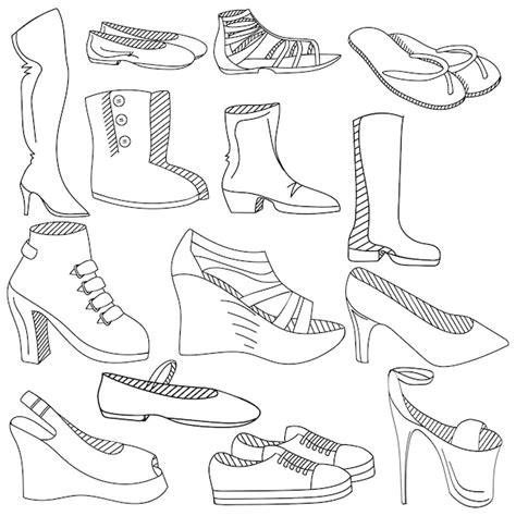 Premium Vector Shoes Coloring Book Vector Illustration