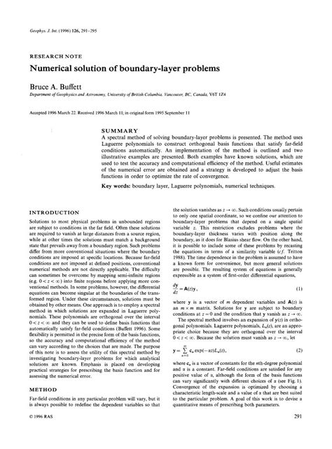 Numerical Solution Of Boundary Layer Problems Digital Article Delivery Services