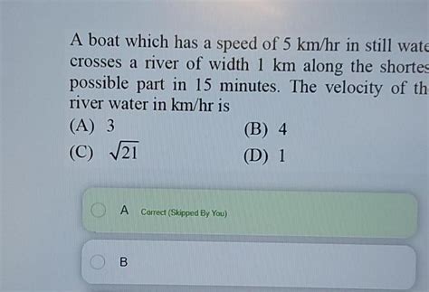 [answered] A Boat Which Has A Speed Of 5 Km Hr In Still Wate Crosses A
