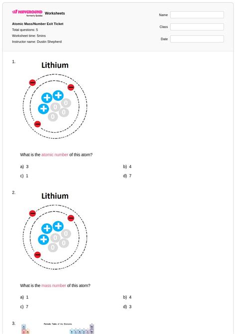 50 Atomic Mass Number Worksheets For Grade 8 On Wayground Free
