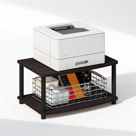 Furinno Turn N Tube 2 Tier Multipurpose Printer Stand Display And Storage Shelf Dark Walnut