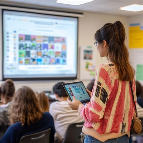 Teachers Training On Using Interactive Learning Tools Premium Ai Generated Image