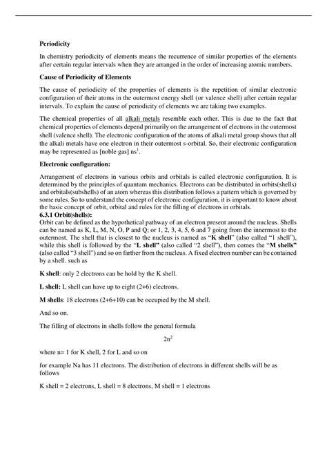 Periodicity Orbitals And Electronic Configuration Of Elements