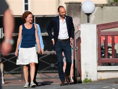 French Prime Minister Edouard Philippe And His Wife Edith Chabre Arrive At A Polling Station In