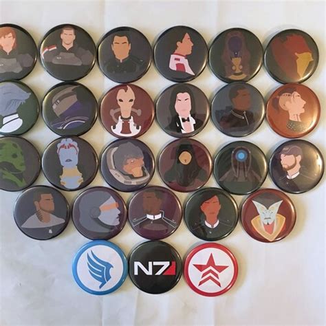 Mass Effect Minimalist Buttons Etsy