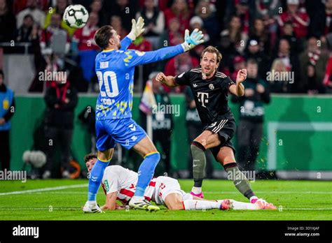 Cologne Germany October 29 Harry Kane Of Bayern Munchen Shoots At Goal And Scores The Second