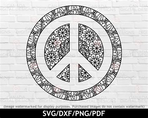 Peace Sign Mandala Svg Intricate Svg Mandala Art Peace Sign Svg
