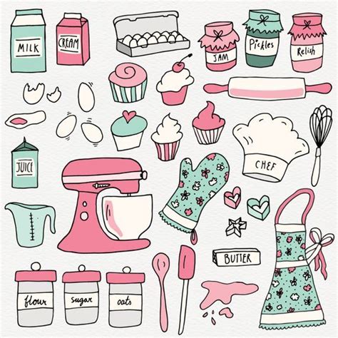 Baking Clipart Set Cake Clipart Digital Clip Art Kitchen Clipart