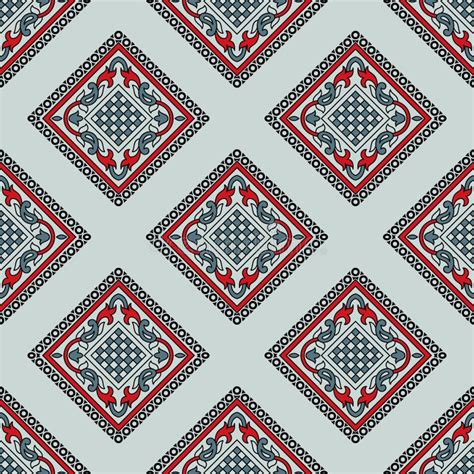 Seamless Paisley Pattern Design With Geometrical Shapes Stock Vector