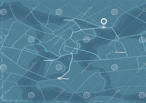 Concept Of Shortest Path To The Goal Abstract Navigation Plan On City