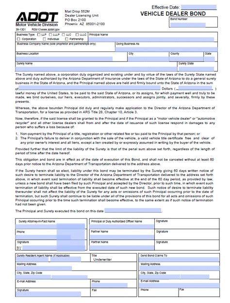 Auto Dealer Bond Arizona At Sandra Slavin Blog