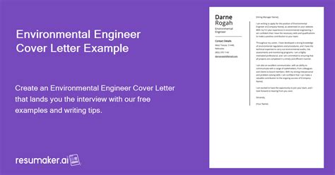 Environmental Engineer Cover Letter Example Free Guide