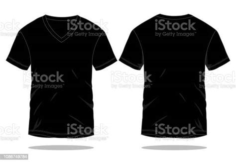 Black Vneck Shirt For Template Stock Illustration Download Image Now