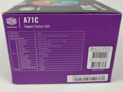 未開封 Cooler Master A71c Cpuクーラー Amdソケット Am4専用 Rr A71c 18pa R1 Fn1390新品