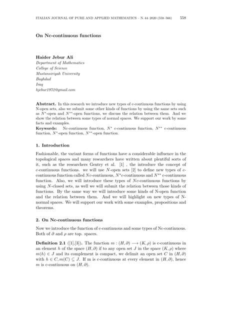 PDF On Nc Continuous Functions