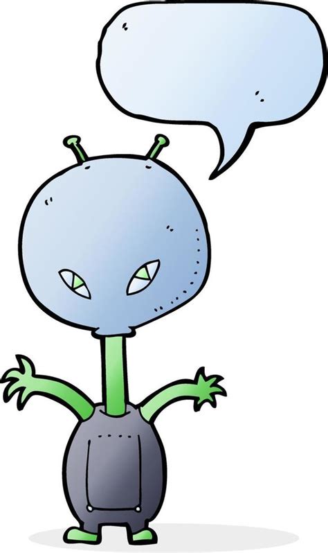 Cartoon Space Alien With Speech Bubble 12349845 Vector Art At Vecteezy
