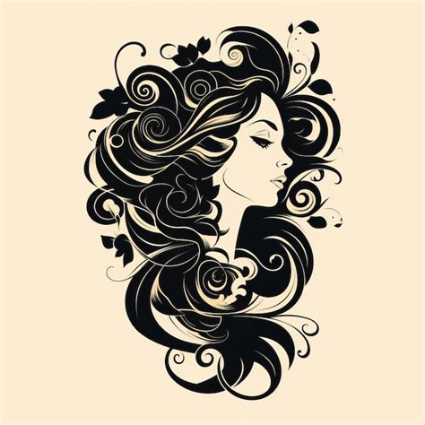 Premium Photo Art Nouveau Vector Beautiful Woman With Long Hair And