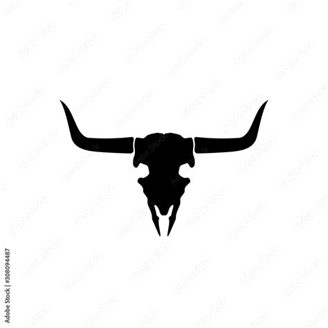 Skeleton Bull Head Bull Skull Logo Design Template Flat Vector