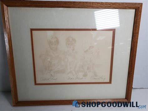 Framed Art Drawing Main Street Signed Connie King W Coa