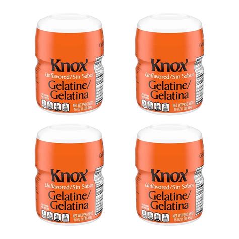 Knox Bulk Unflavored Gelatin Without Sugar Plain 16 Oz Can Pack Of 4