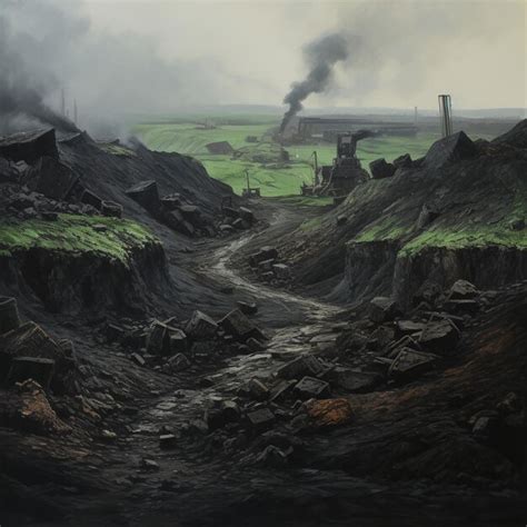 Premium Photo Illustration Of Pours Coal In Huge Piles Some Green Sods And Grass