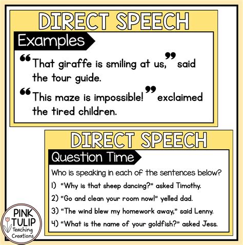 Direct Speech Quotation Marks Powerpoint Guided Teaching Etsy