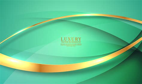 3d Green Luxury Abstract Background Overlap Layers On Bright Space With Golden Curve Decoration