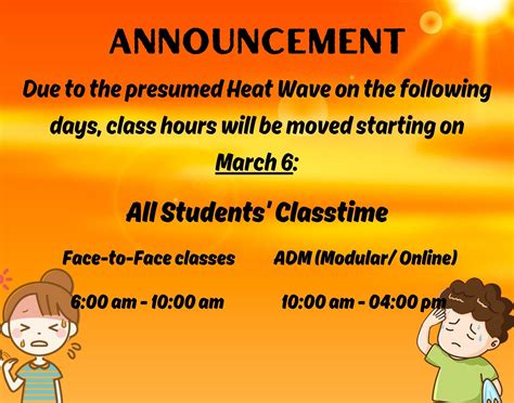 Deped ☀️ Important Notice Class Hours Update Due To Heat Wave ☀️ In