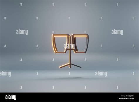 Beautiful Black Two Bongos With Yellow Light Symbol Icons On A Blue Background 3d Rendering