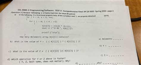 Solved Eel 2880 C Programmingsoftware Test 2