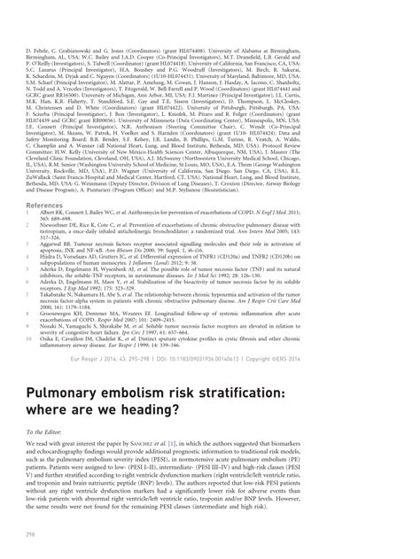 Pdf Pulmonary Embolism Risk Stratification Where Are We Heading