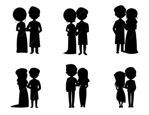 Premium Vector Weeding Couple Isolated Vector Silhouettes