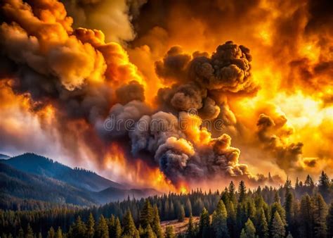 A Devastating Panoramic View Of A Wildfire Raging Across A Pristine