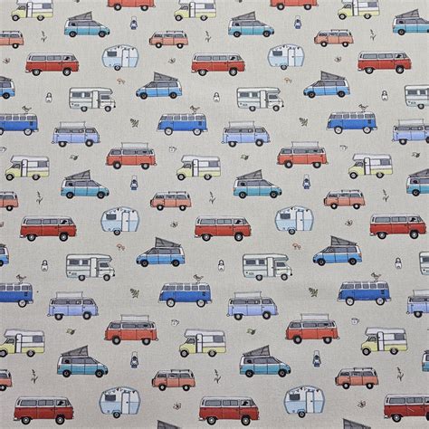 Panama 100 Cotton Fabric Emma Lawrence Designs Campervans Cc264