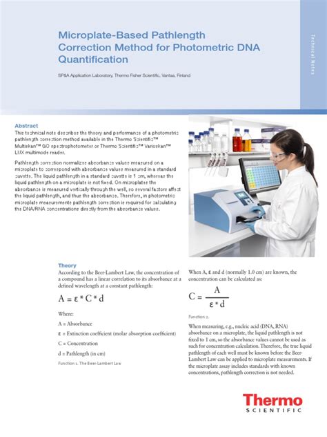 Dna Skanit Microplate Based Pathlength Correction Technical Note En Pdf Absorbance