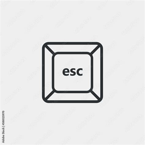 Esc Button Key Line Icon Keyboard Symbol For Escape Exit Return Function Vector Illustration