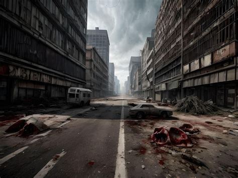 Premium Photo Zombie Apocalypse Landscape With Abandoned Buildings